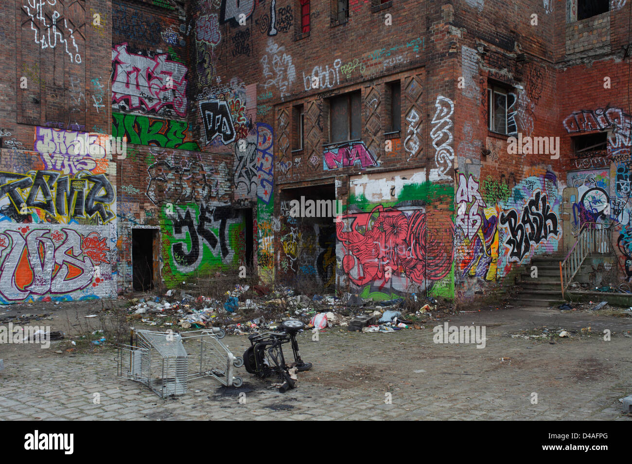 Berlin, Germany, the ruins of the ice factory in the street Koepenicker ...