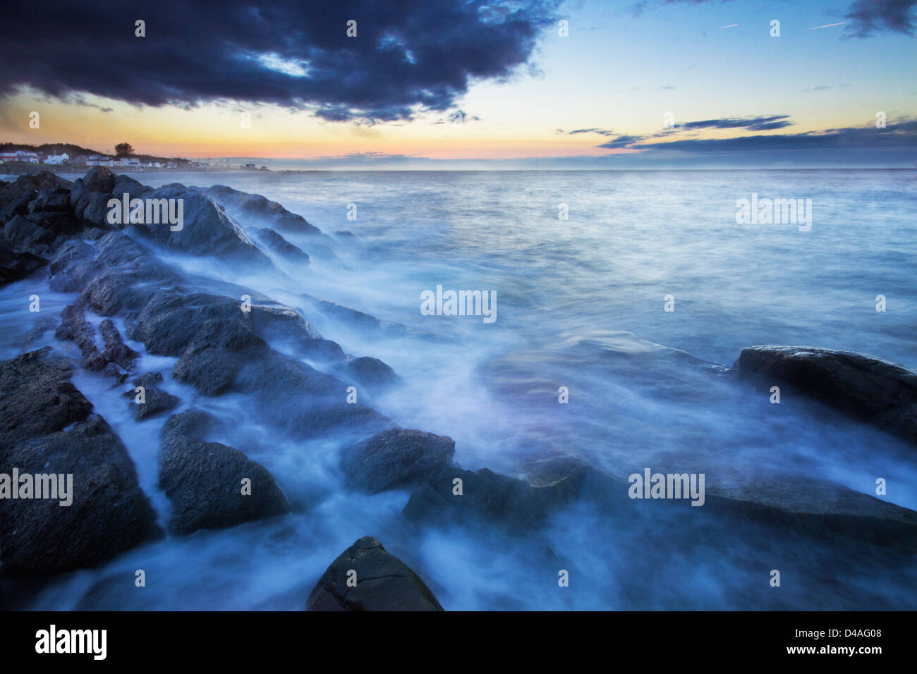 Spectacular sunset over the Atlantic Ocean in Matane -Canada Stock ...