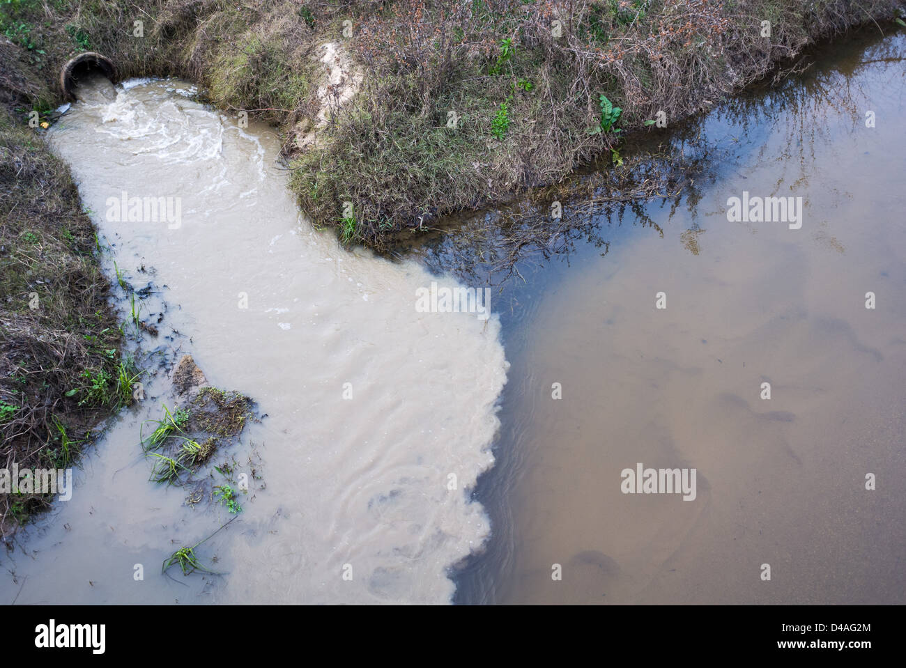 High concentration sediment flowing into river Portugal Stock Photo - Alamy