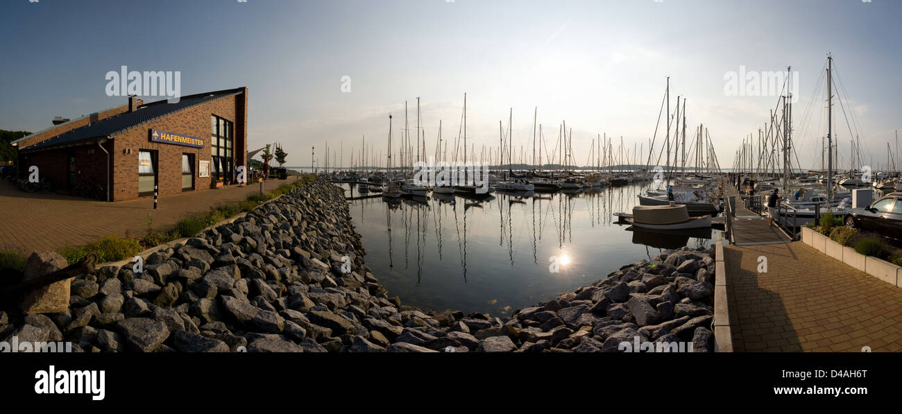Laboe, Germany, the boat harbor, panorama Stock Photo - Alamy