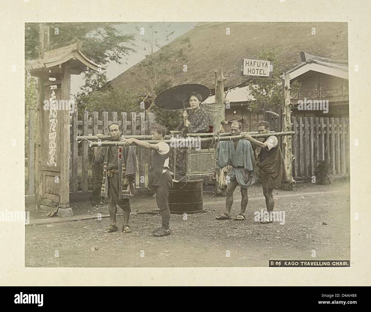 A photo of a kago, or traveling chair, from Hafuya, Japan. The image ...