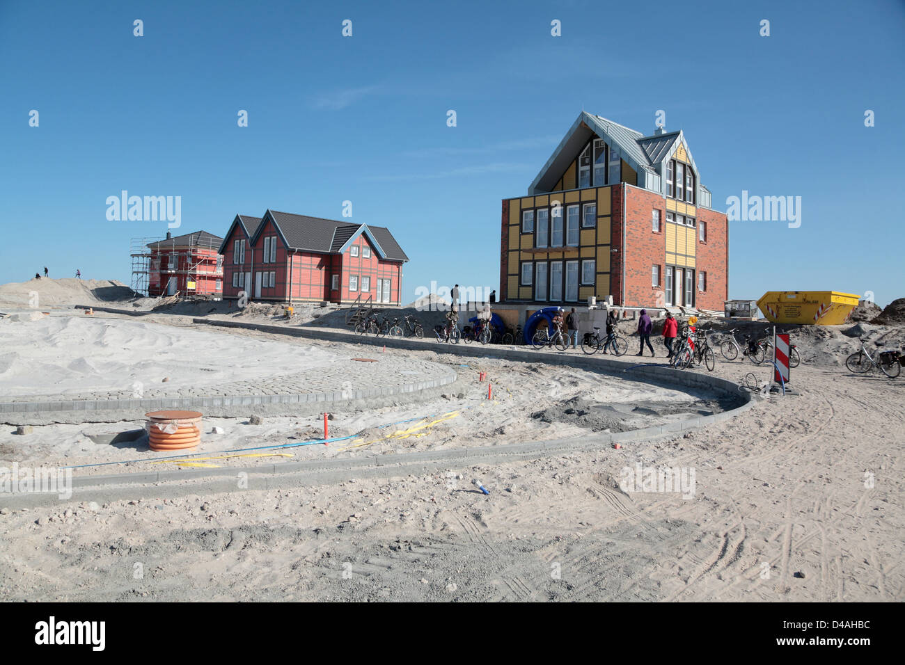 Kappeln, Germany, holiday houses under construction on the North Mole ...