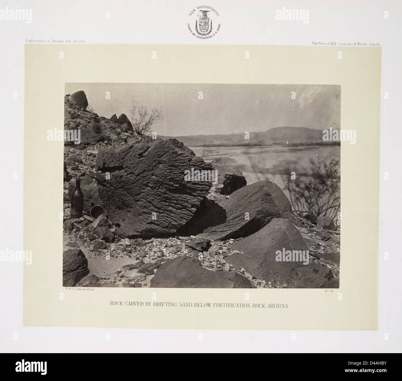 This image shows a rock formation carved by drifting sand near ...