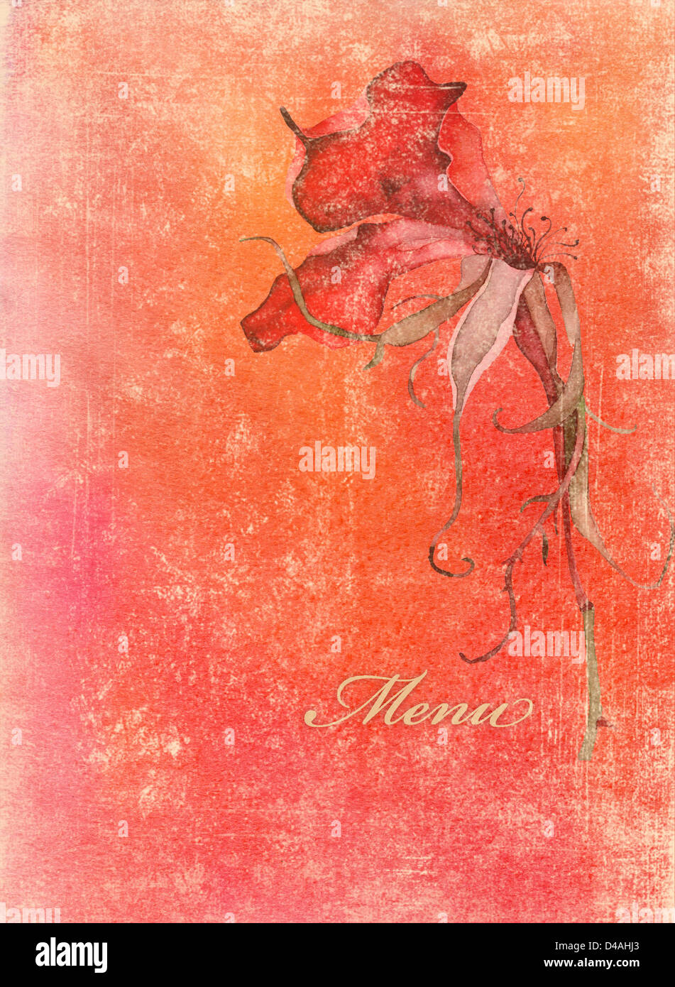 Decorative grunge background menu with flower Stock Photo - Alamy