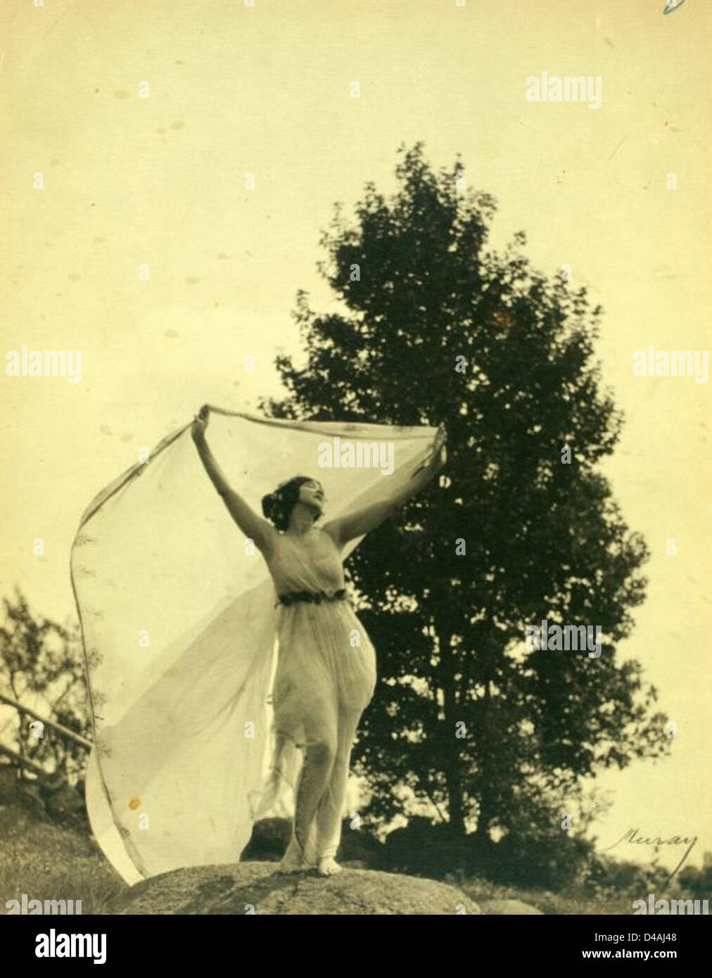 A 1923 outdoor photograph of Ruth St. Denis, a renowned modern dancer ...