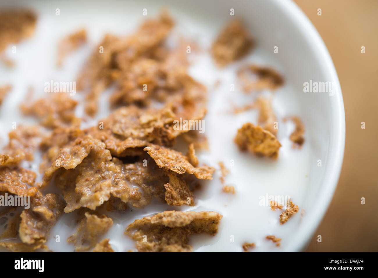 Bran Flakes breakfast cereal with milk Stock Photo - Alamy