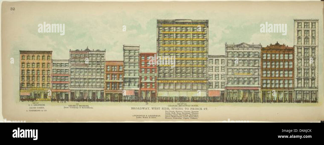A 1899 photograph showing the west side of Broadway from Spring to ...