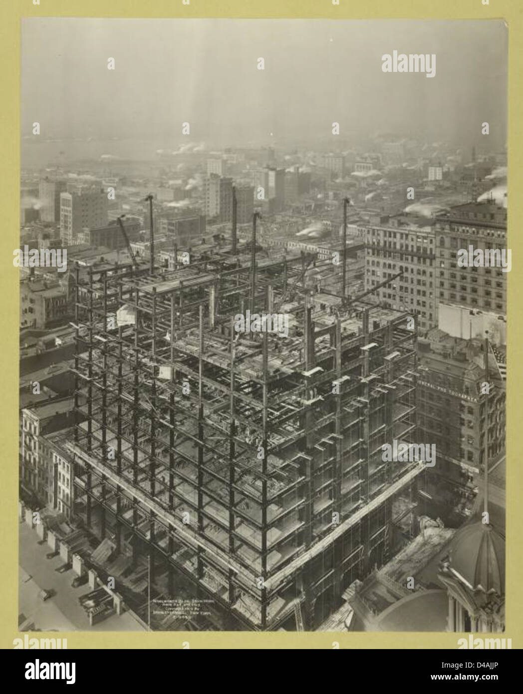 The Woolworth Building under construction in the 1910s, featuring ...