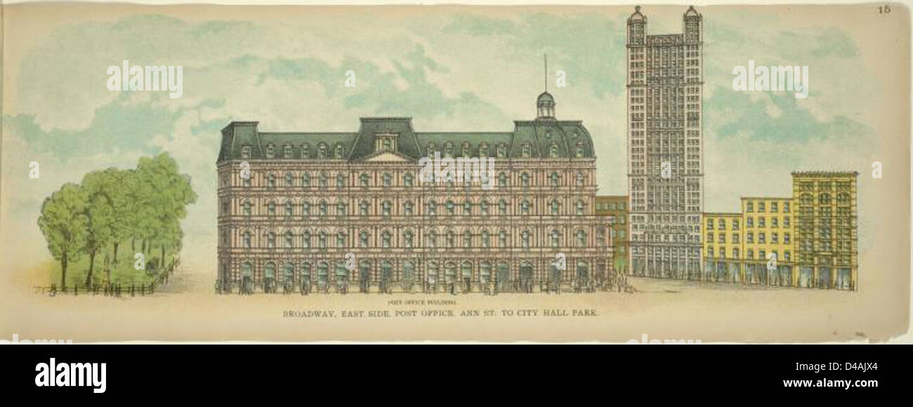 This 1899 photograph captures Broadway from Ann Street to City Hall ...