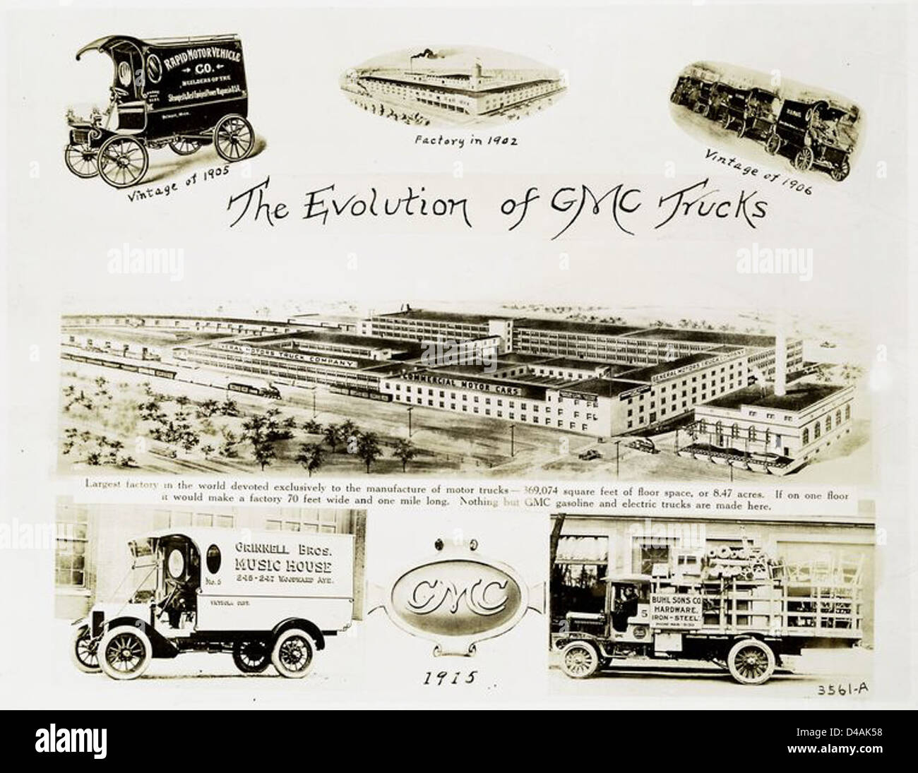 This image shows the evolution of GMC trucks from 1902 to 1915 ...