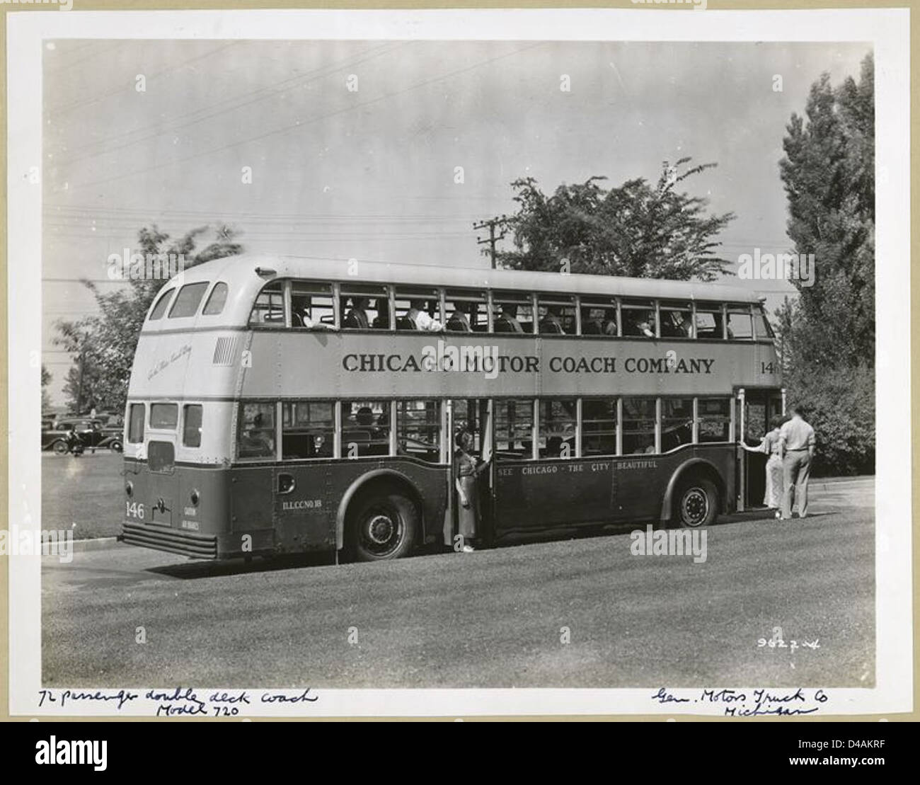 A 1930s photograph of a 72-passenger double-deck coach by Chicago Motor ...