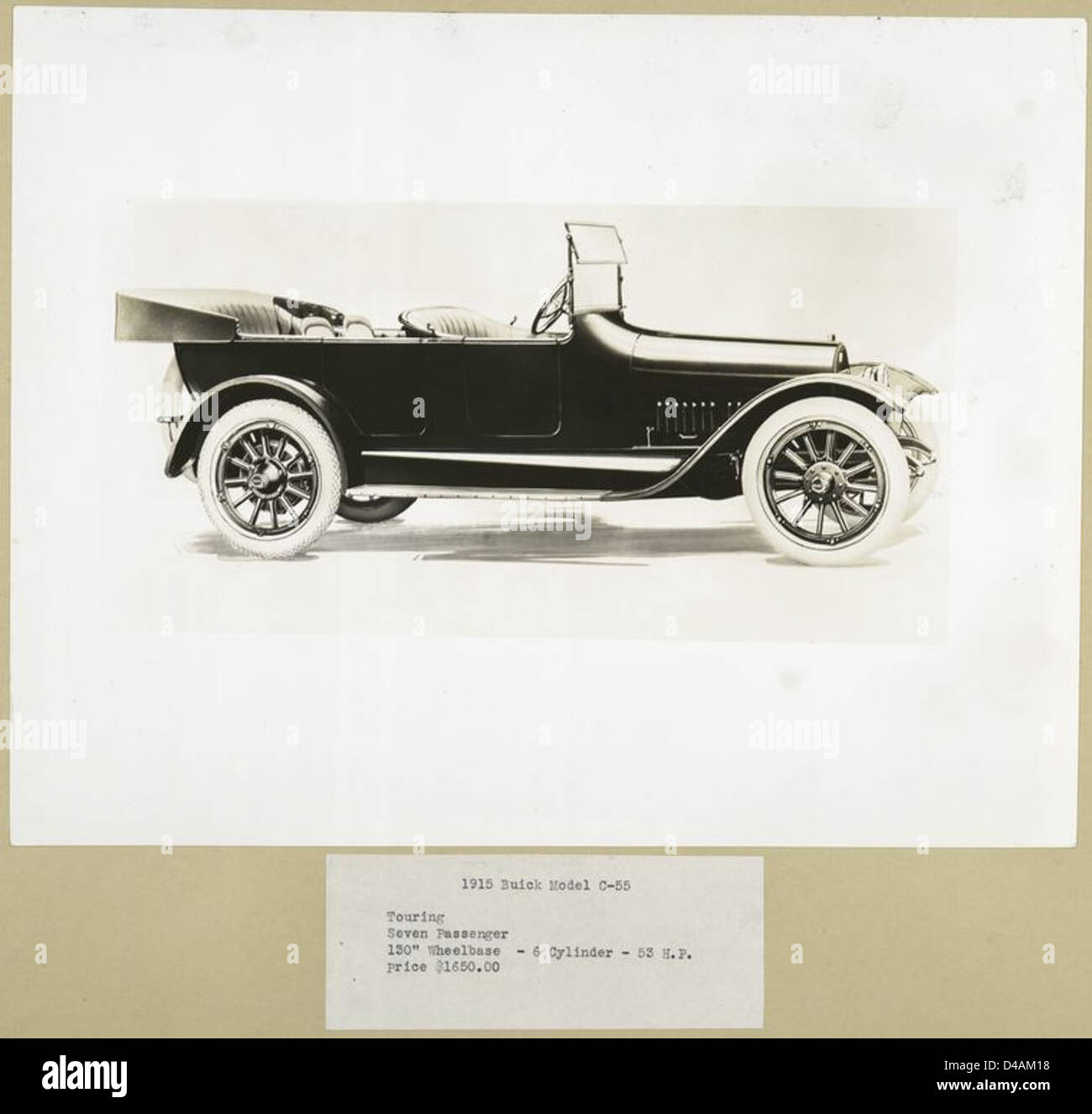 This advertisement showcases the 1915 Buick Model C-55 Touring, a seven ...