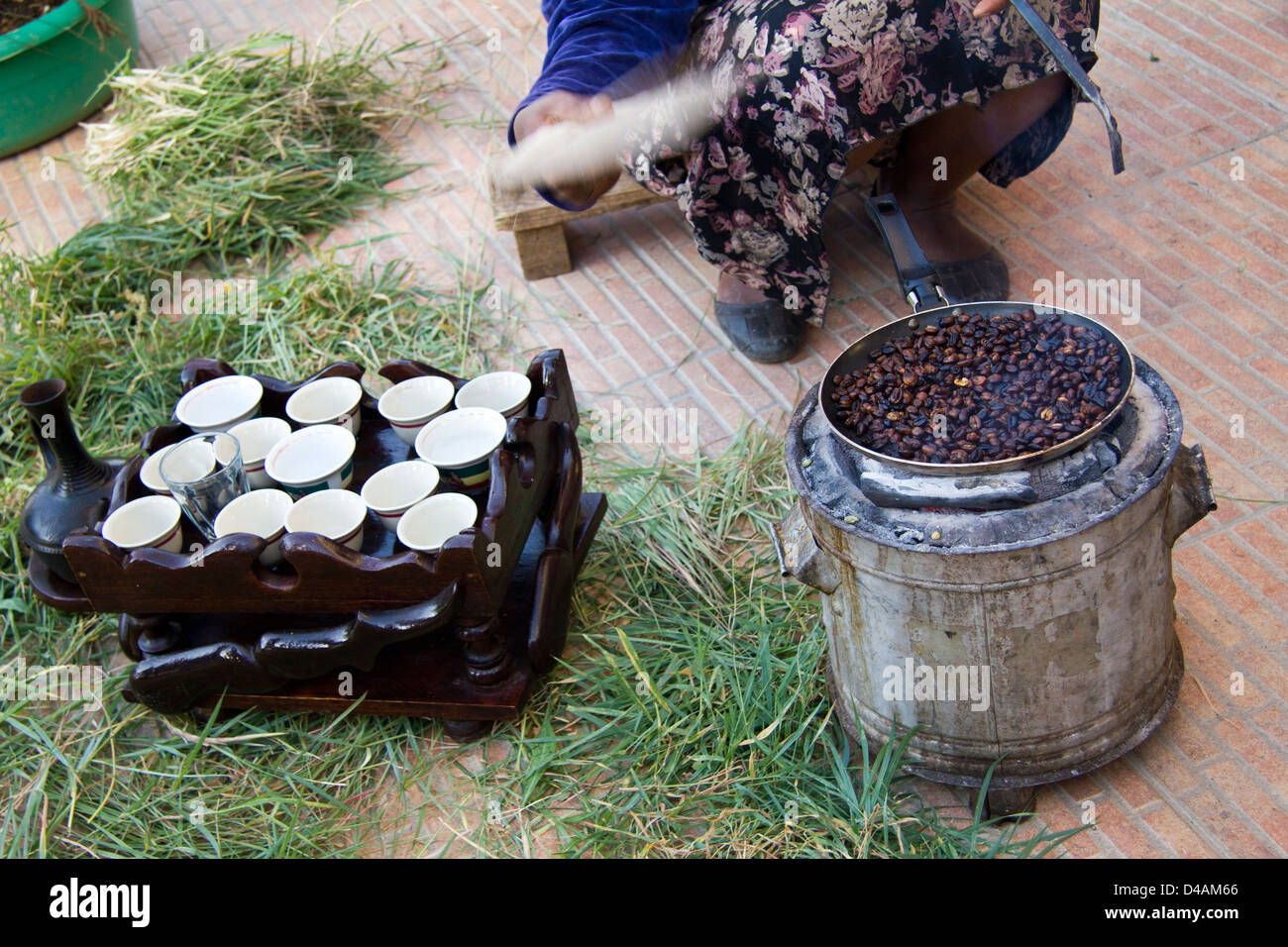 Traditional coffee making, Ethiopia, Africa Stock Photo - Alamy