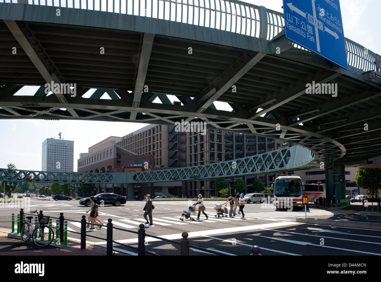 Yokohama's Circle Walk is an elevated pedestrian overpass in the form ...