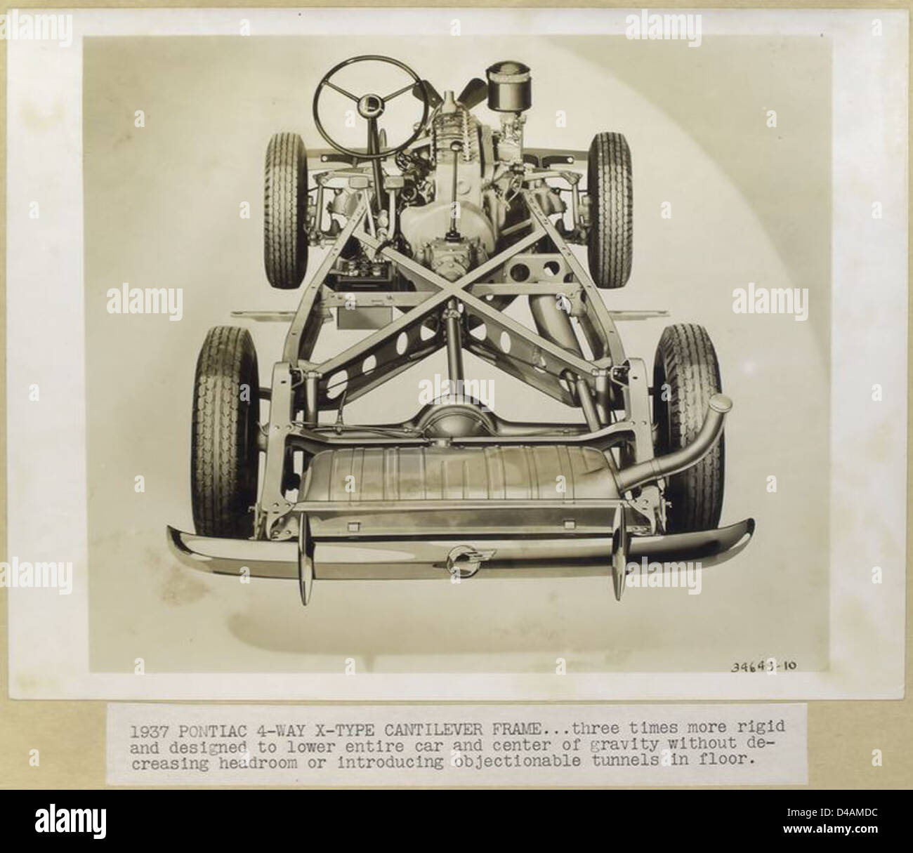 This 1937 Pontiac vehicle, featuring a 4-way X-type cantilever frame ...