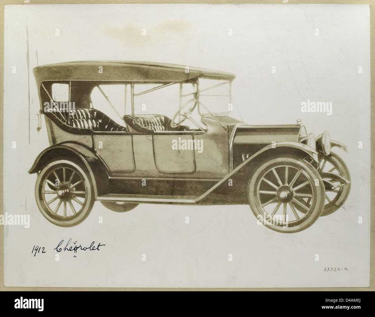 A photograph of a 1912 Chevrolet car, produced by General Motors ...