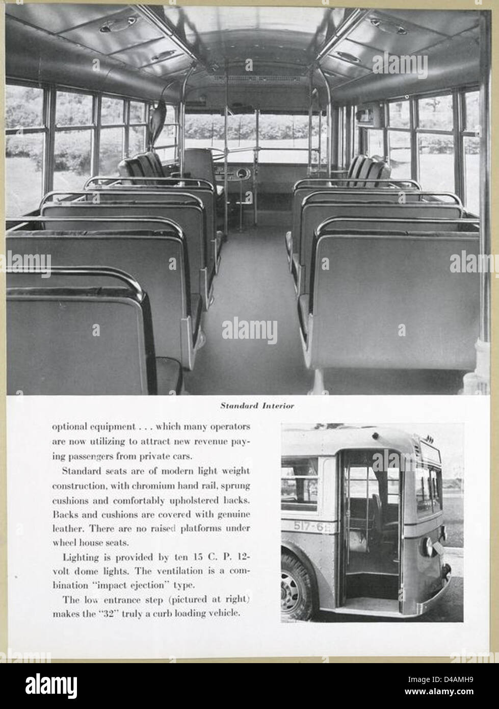 The interior of the Yellow Transit Coach 32, manufactured by General ...