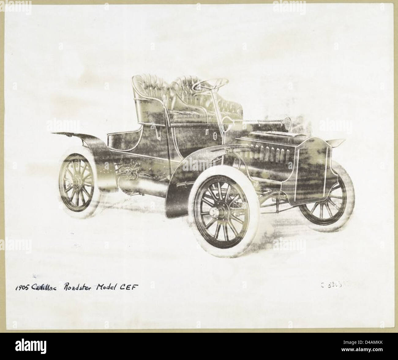 A 1905 Cadillac Roadster Model CEF, showcasing early automobile design ...