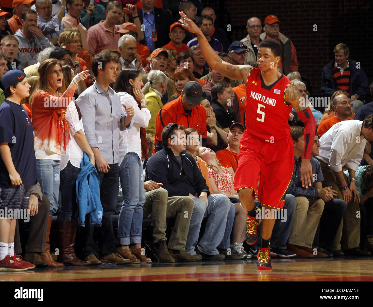 March 10, 2013 - Charlottesville, Virginia, USA - Maryland guard Nick ...