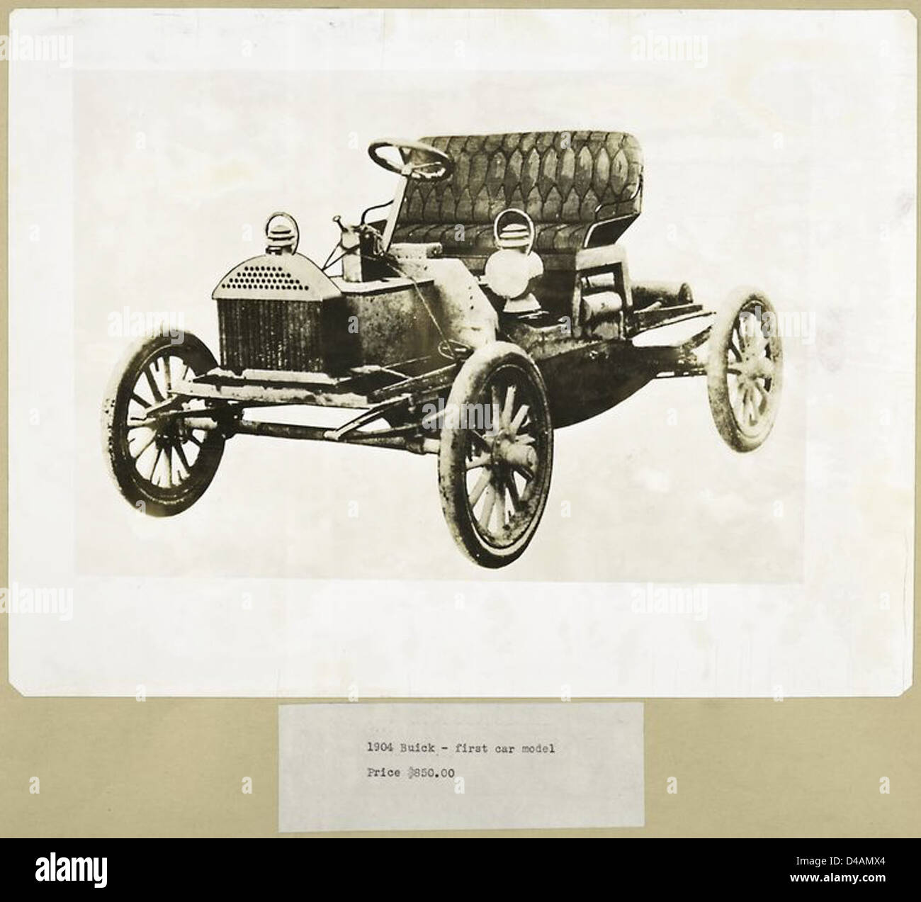 This image showcases the 1904 Buick, the first car model produced by ...