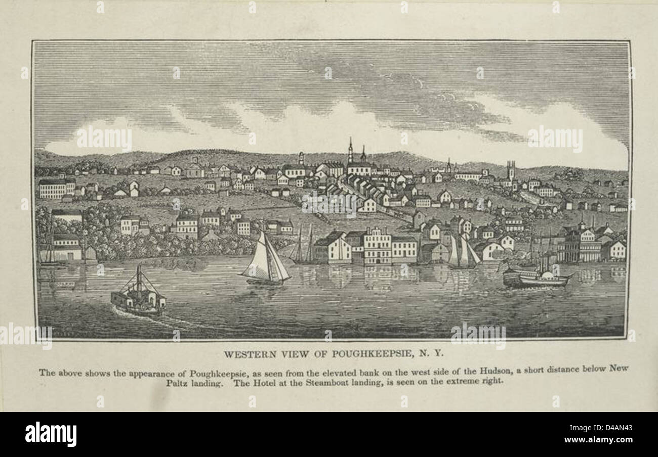 This 1826 image presents a western view of Poughkeepsie, New York ...
