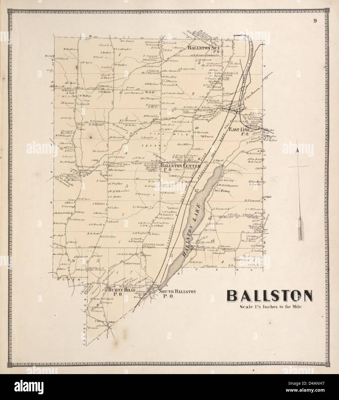This map from 1866 shows the real property in Ballston Township ...
