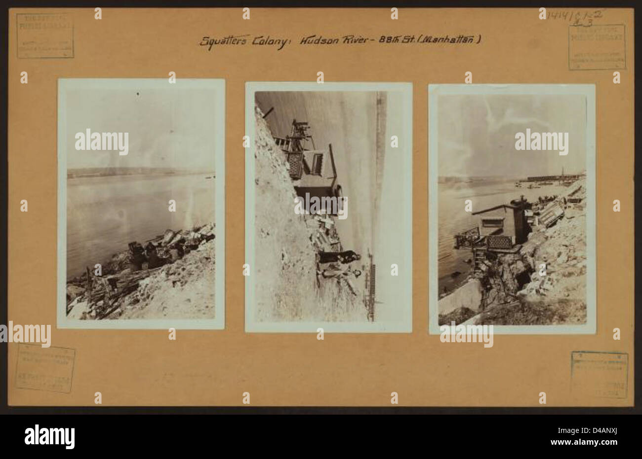 This 1934 image depicts a squatters colony along the Hudson River ...