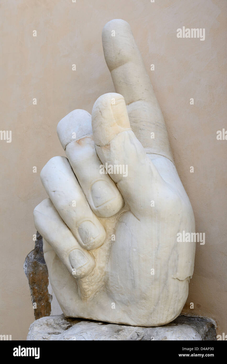 Hand from a giant statue of Constantine at the Capitoline Museum in ...