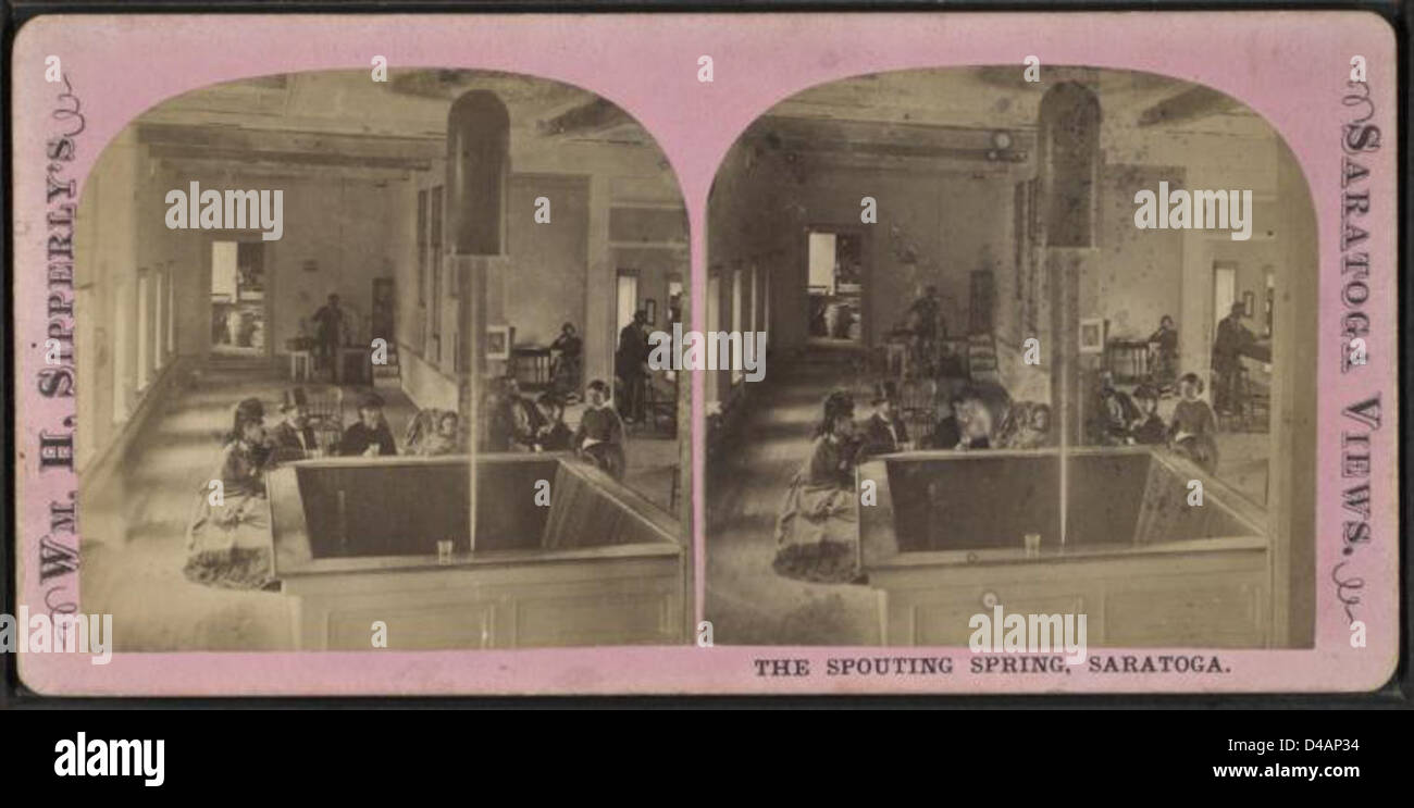 This 1880s photograph shows the Spouting Spring in Saratoga Springs ...