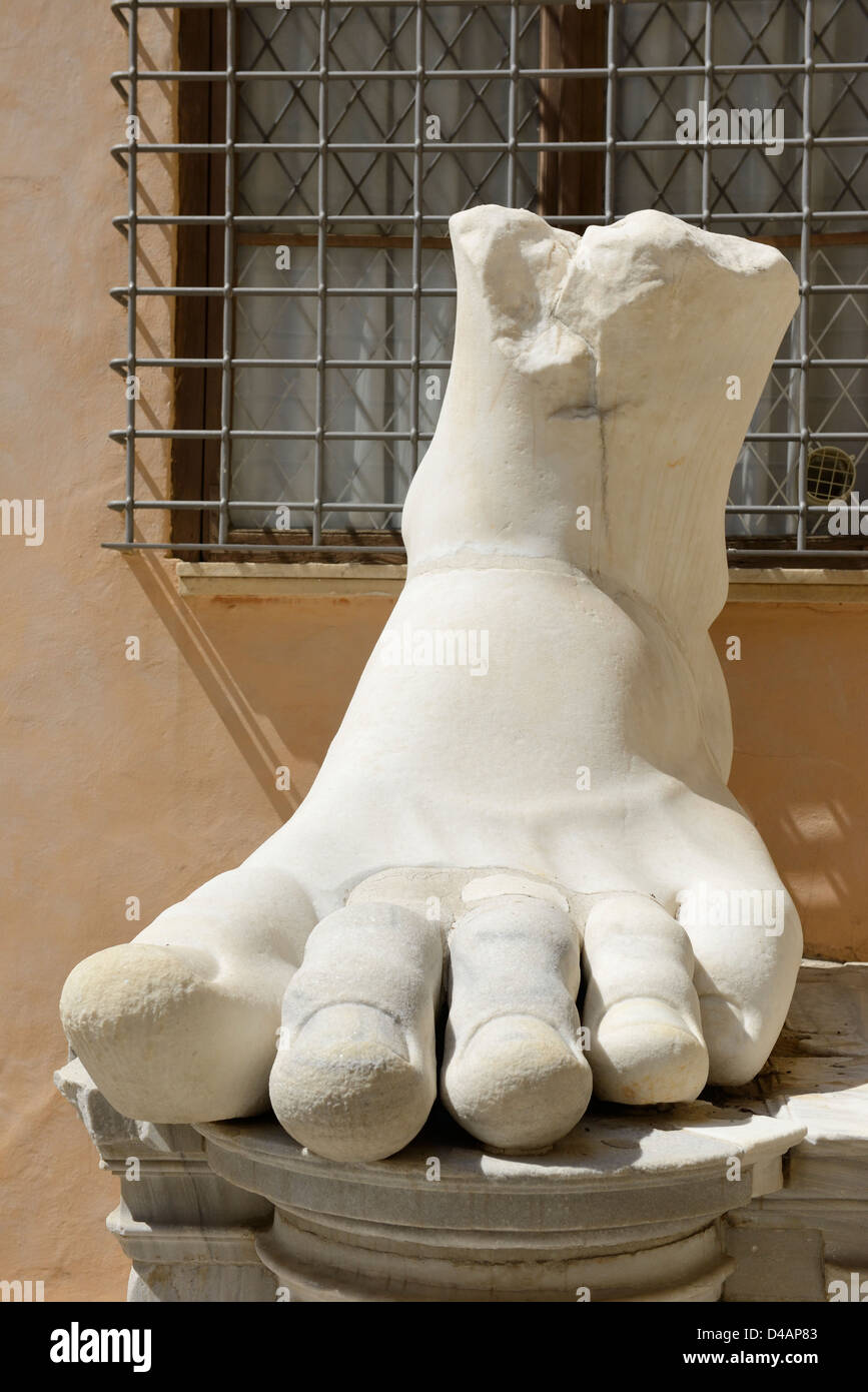 Foot from a giant statue at the Capitoline Museum in Rome, Italy Stock ...