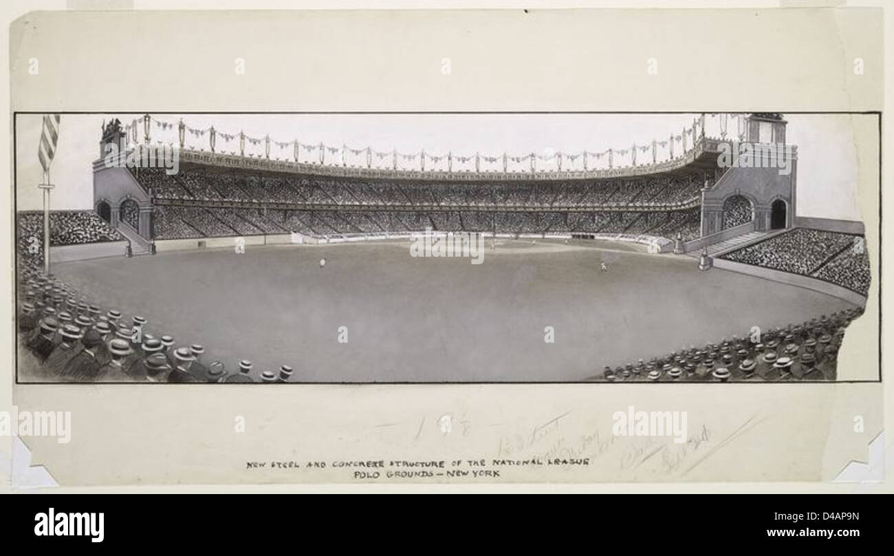 The Polo Grounds in New York, a sports stadium, is photographed ...