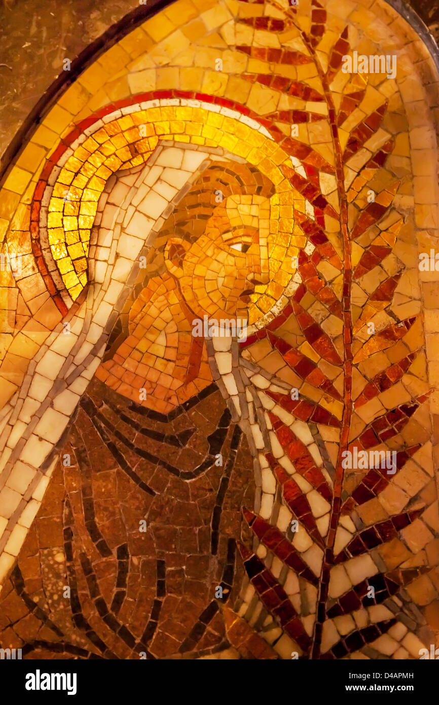 Angel palm frond mosaic basilica inside Monestir Monastery of ...