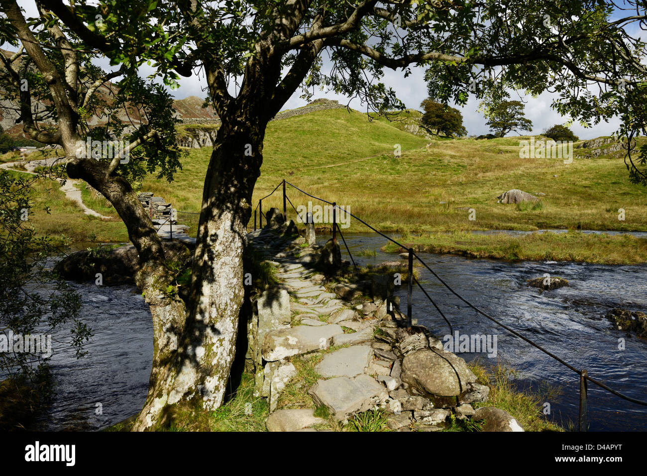 Typical packhorse bridge spanning the river brathay hi-res stock ...