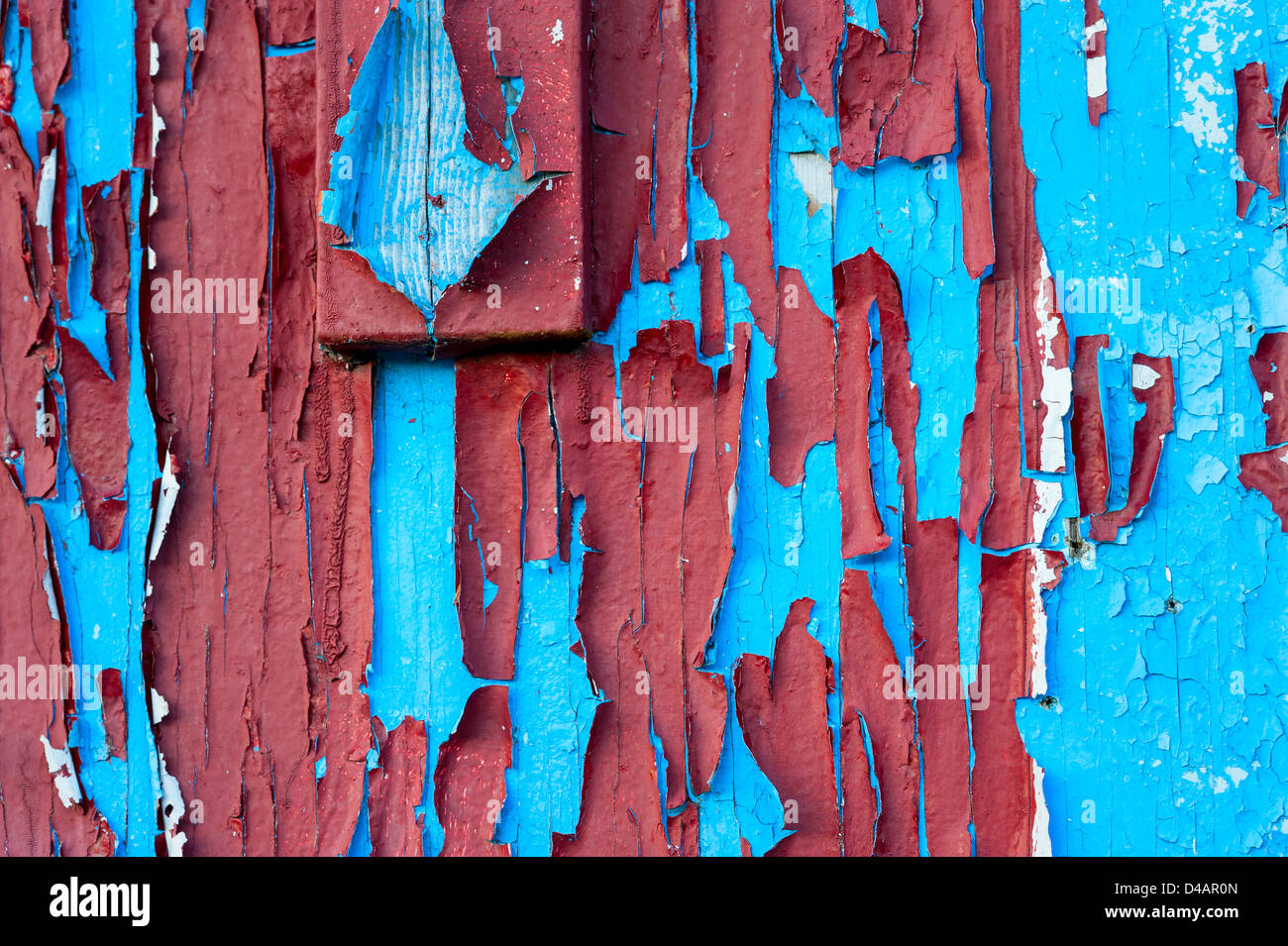 Weathered paint chipped and pealing on old storage shed in Sitka ...