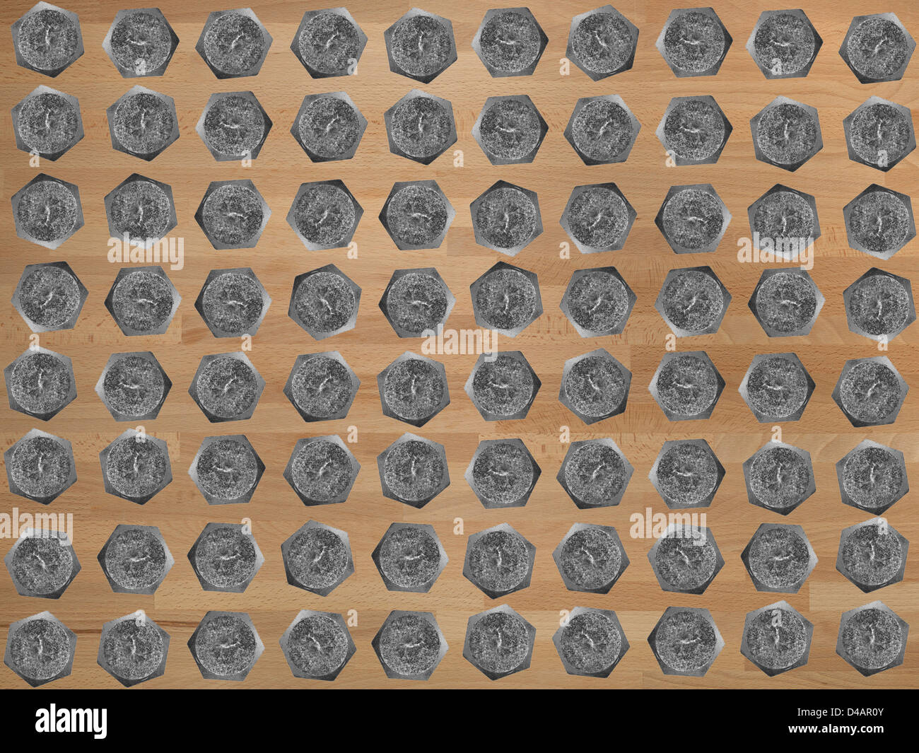 A large wooden bench with bolts attached Stock Photo - Alamy