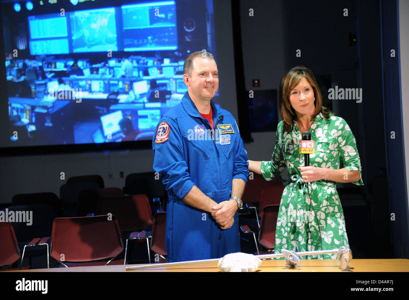 Paul Richards of WJZ interviews NASA astronauts at the Goddard Space ...