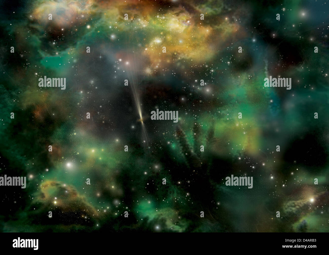 An artist's illustration of a dark gamma-ray burst, a highly energetic ...
