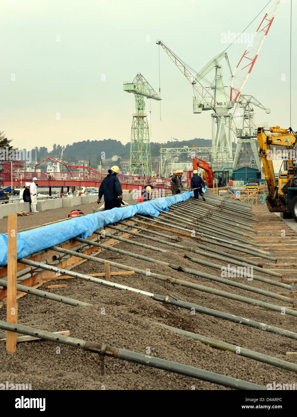March 8, 2013, Shiogama, Japan - Restoration works continue at the port ...