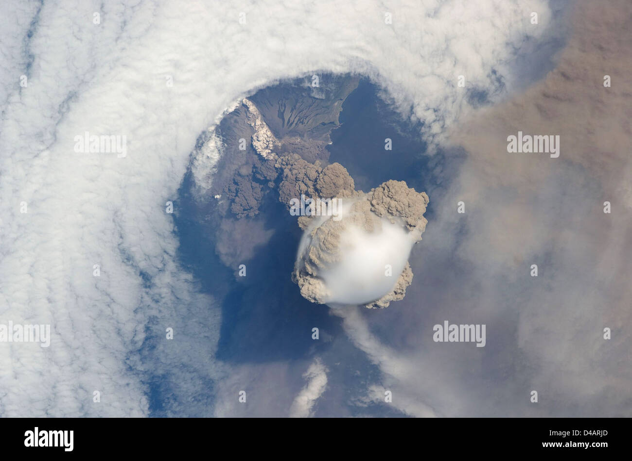 Amazing Sarychev Volcano - as seen from space Stock Photo - Alamy