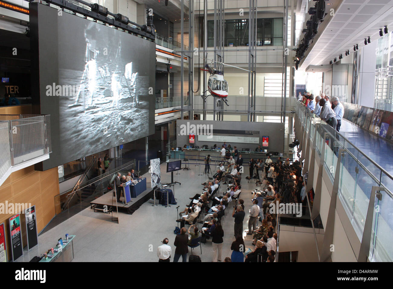The restored Apollo 11 landing footage is showcased during a press ...