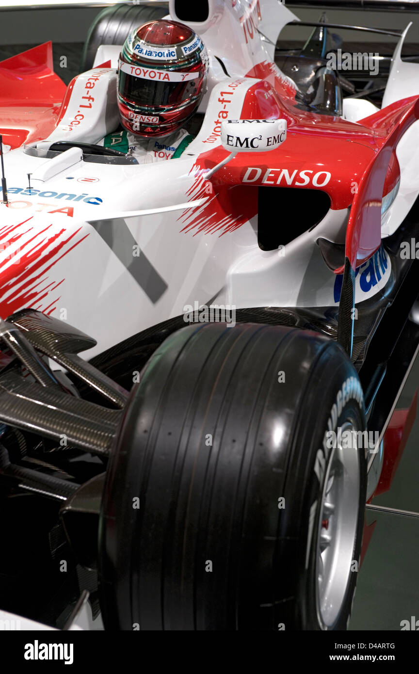 A Formula 1 Toyota race car on display at the Toyota Kaikan Visitor's ...
