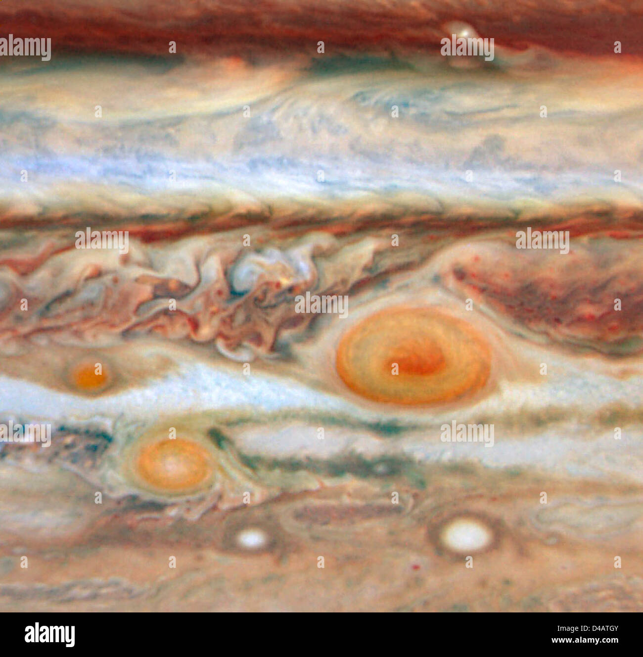 The Hubble Space Telescope captures detailed images of Jupiter’s Great Red Spot, a massive storm ...