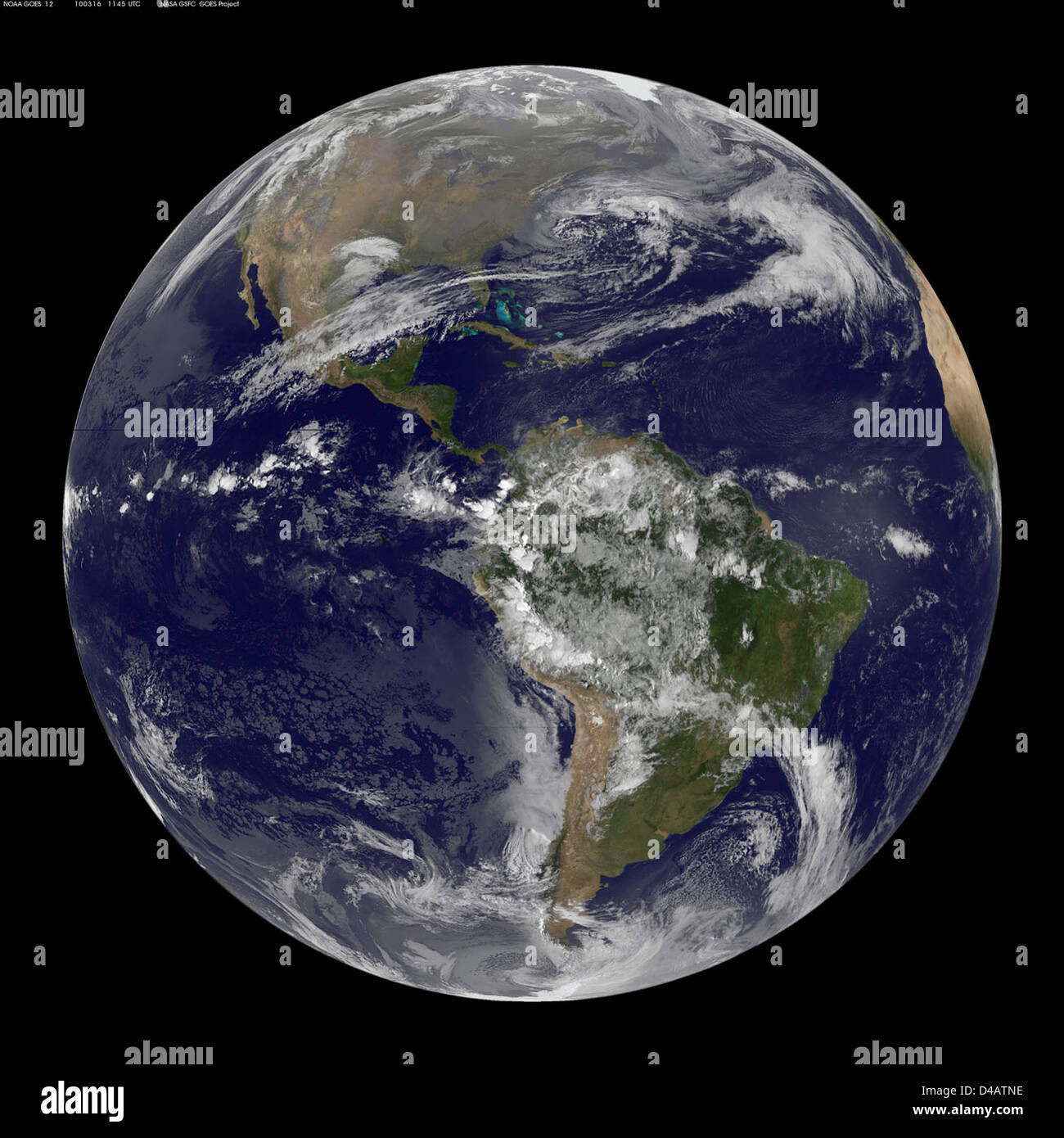 GOES 12 Full Disk view March 16, 2010 Stock Photo - Alamy