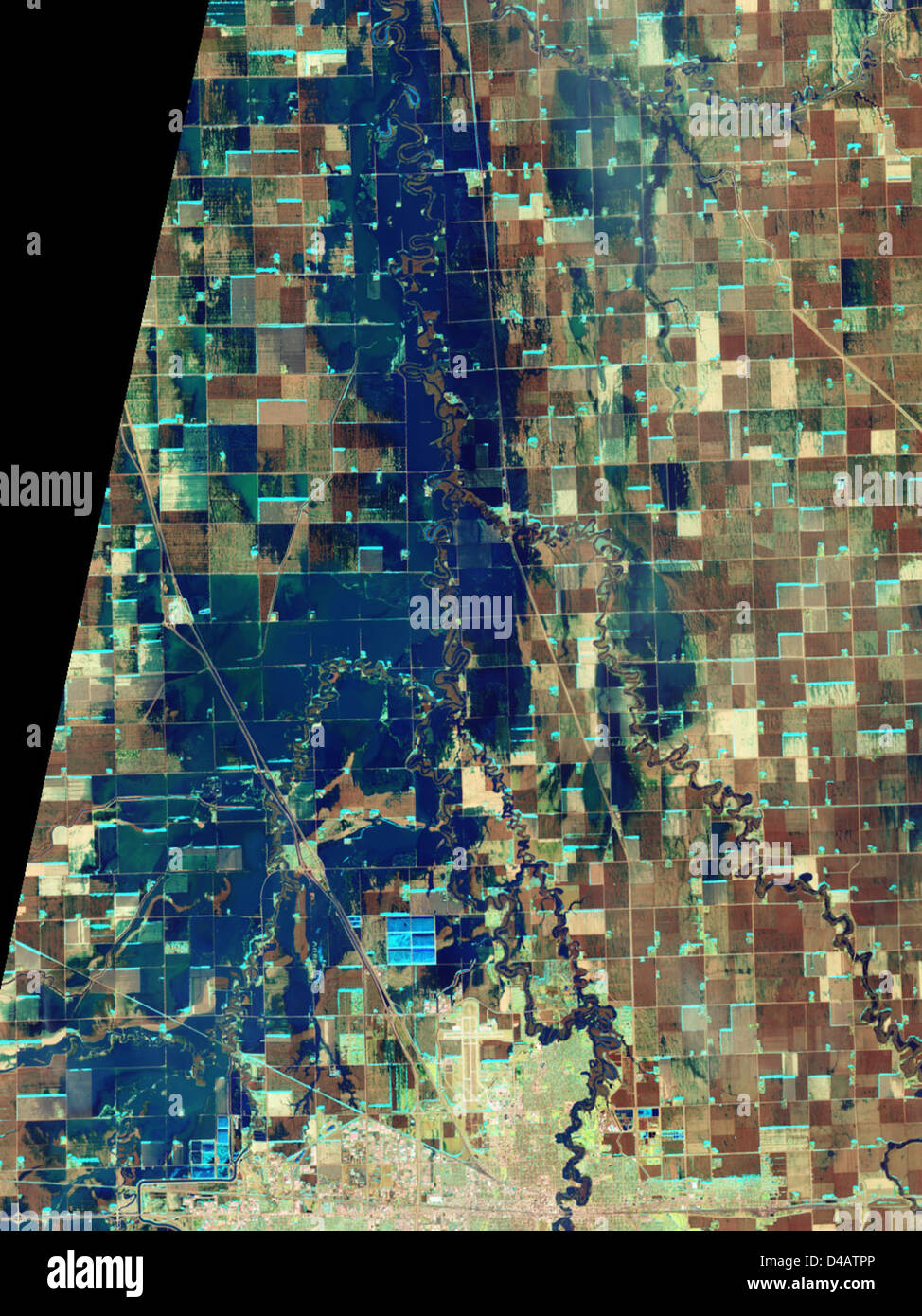 An aerial view of the Red River flooding in North Dakota, captured in ...