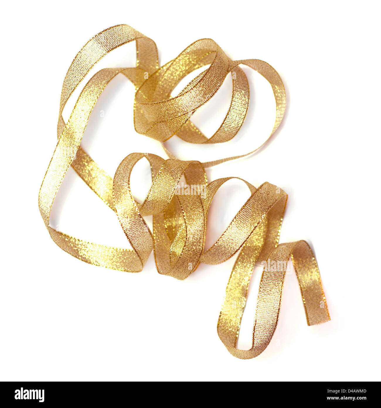 Golden ribbon, on white background Stock Photo - Alamy