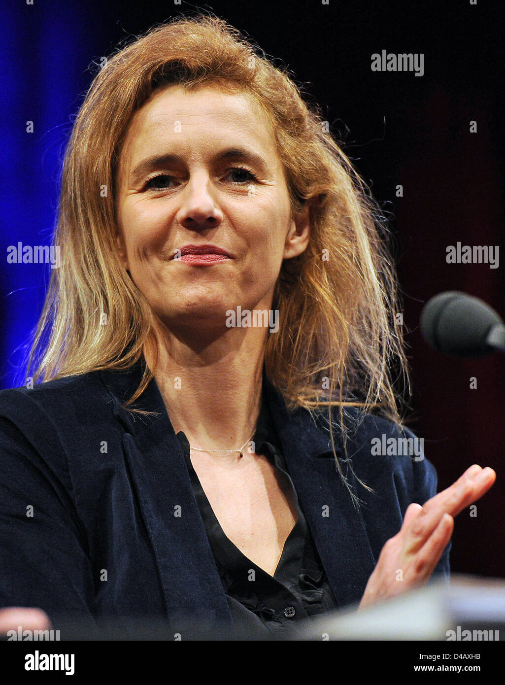 French writer Delphine de Vigan is pictured during a reading of her ...