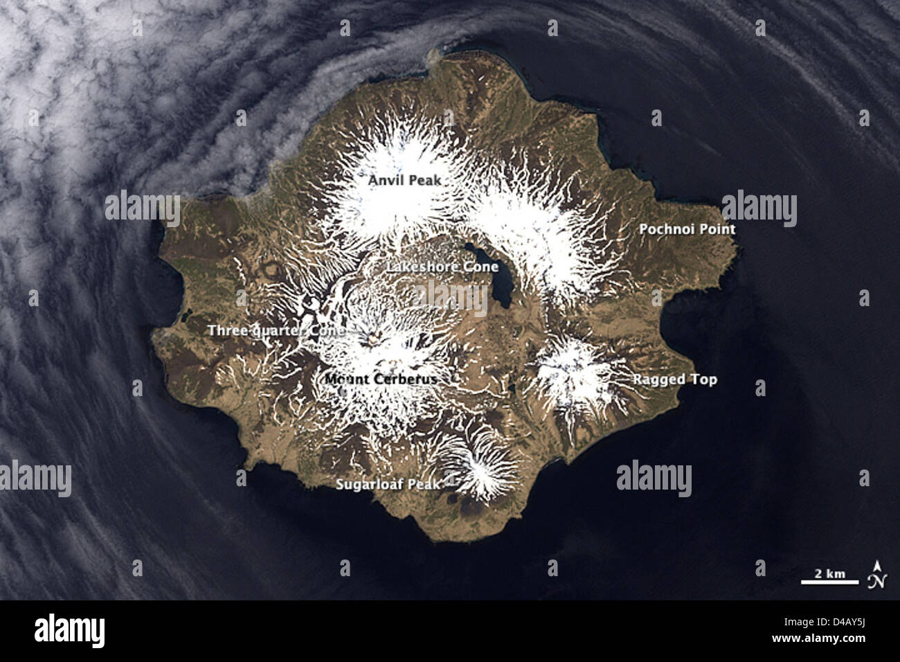 Semisopochnoi Island, located in Alaska, is captured in detailed ...