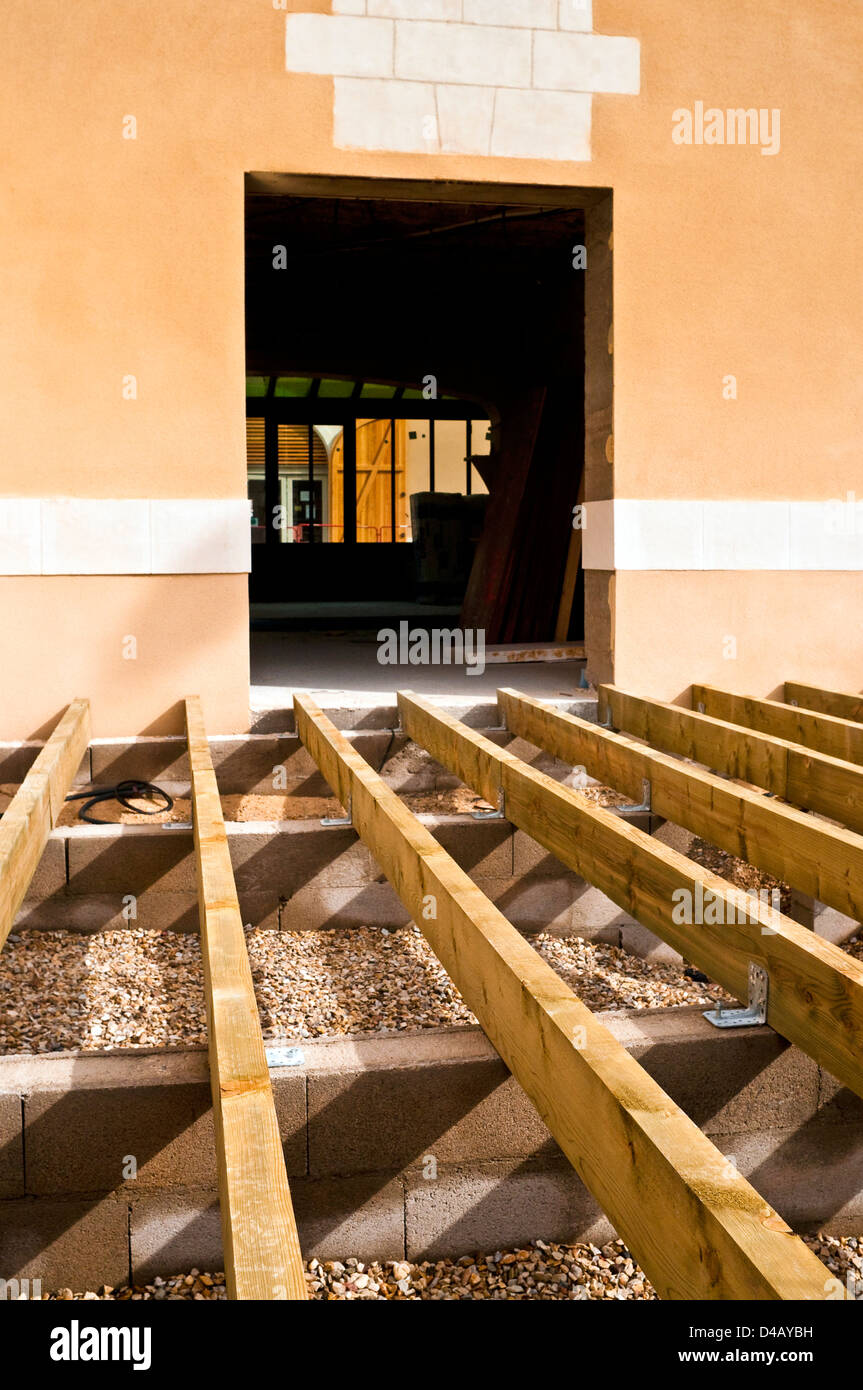 Timber terrace / platform construction - France Stock Photo - Alamy
