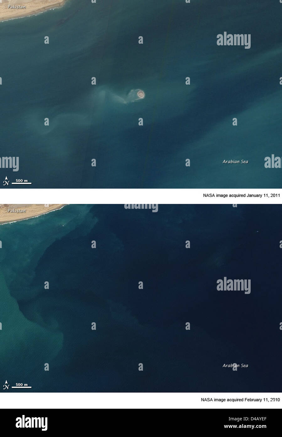 A mud volcano emerged from the Arabian Sea off the coast of Pakistan ...