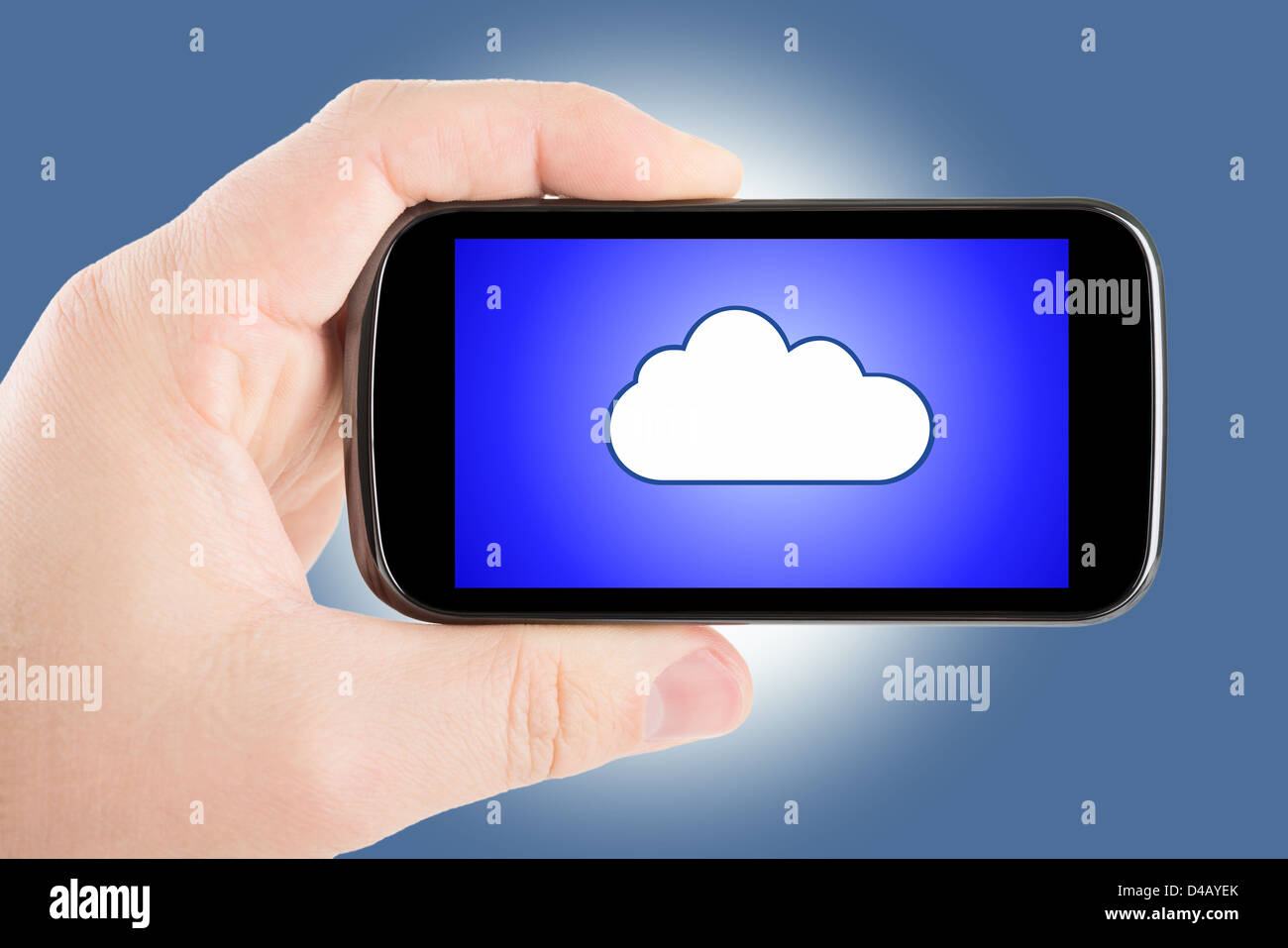 Cloud concept on smartphone in a hand Stock Photo - Alamy